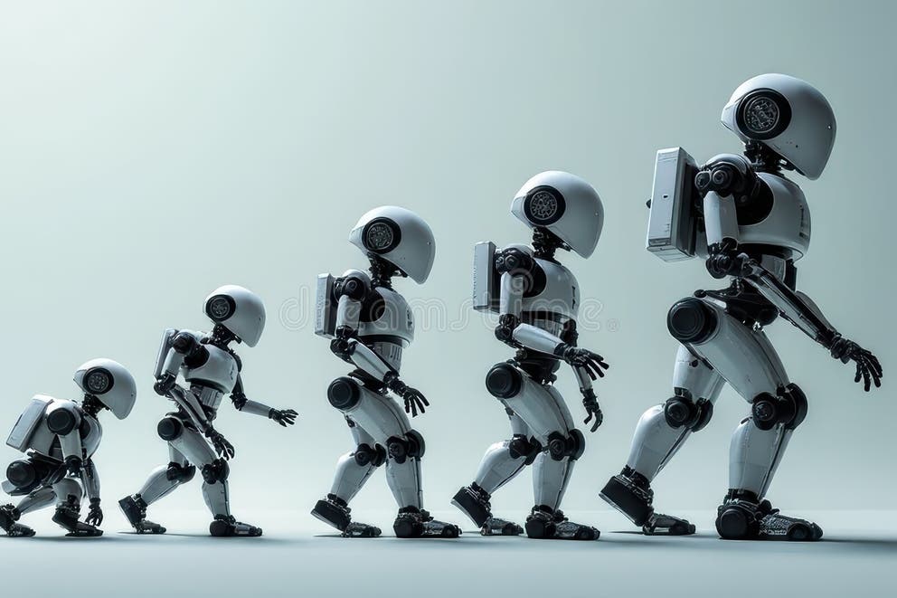 Evolution of Robotics Throughout History Stock Illustration ...