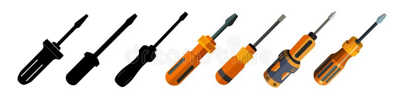 Evolution of Screwdrivers Isolated on a White Background. Concept of ...