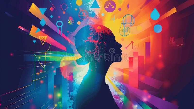 Evolution of Self: from Shadow To Vibrant Silhouette Stock Image ...