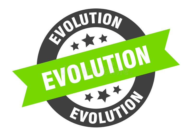 Evolution Sign. Evolution Round Ribbon Sticker Stock Vector ...