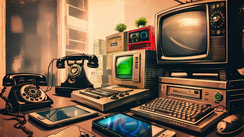 The Evolution of Technology Stock Illustration - Illustration of neural ...