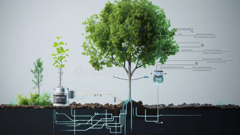 Evolution of Tree Growth with Biotech Insights Stock Image - Image of ...