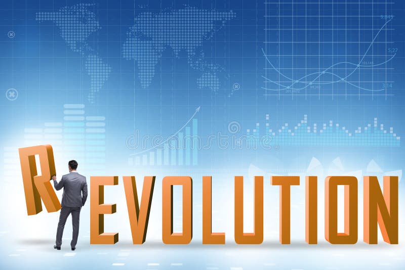 Evolution Turning into Revolution Concept Stock Photo - Image of word ...