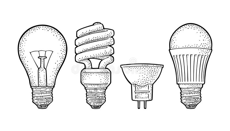 Evolution Type Electric Lamp. Incandescent Bulb, Halogen, Cfl and Led ...