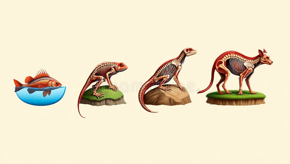 Evolution of Vertebrates Displayed with Skeletal Structures Stock ...
