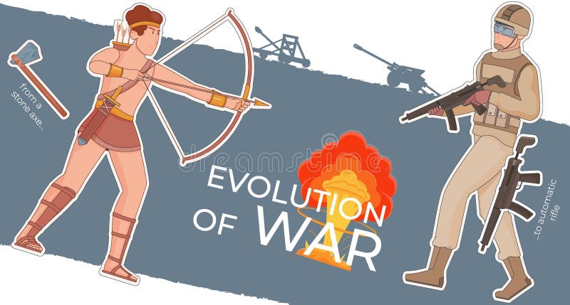 Evolution of War Collage stock vector. Illustration of shooter - 278289330