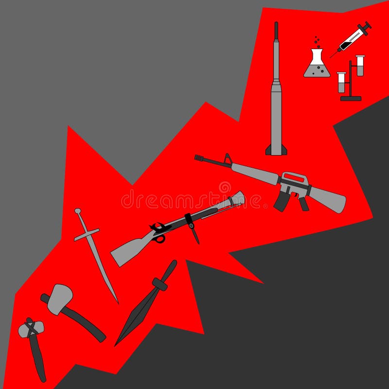 The evolution of weapons stock vector. Illustration of bomb - 269517795