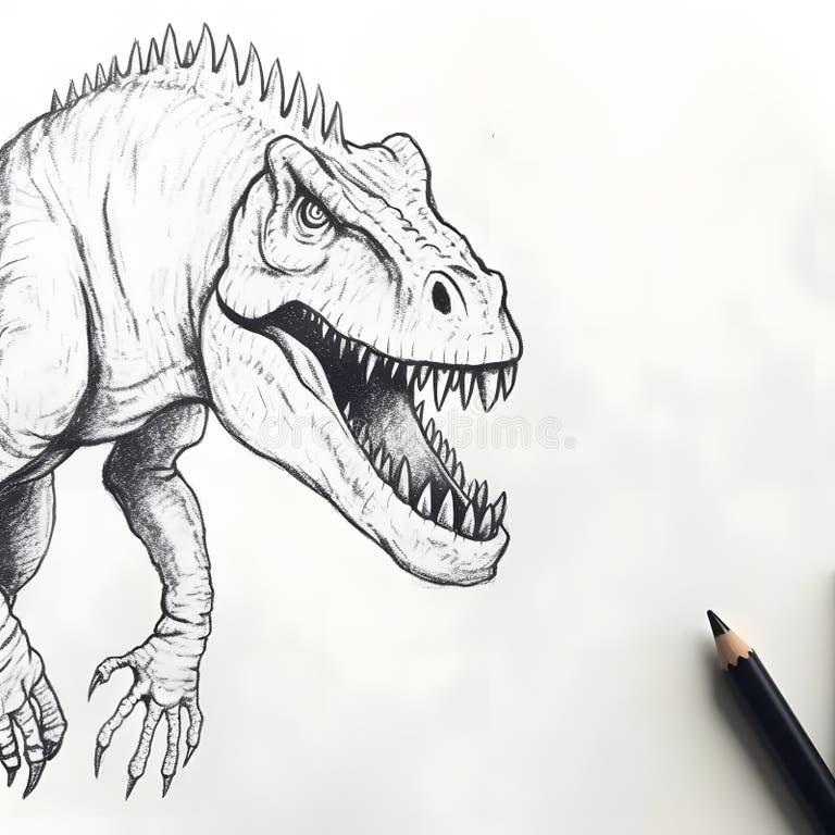 Evolutionary Sketch: Dynamic Dinosaur in Progress - Generative Ai Stock ...