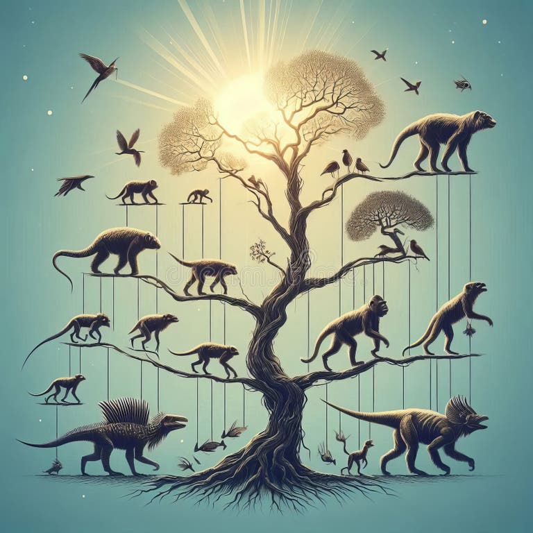 Evolutionary Tree Branching Diagram Showing the Evolution of Spe Stock ...