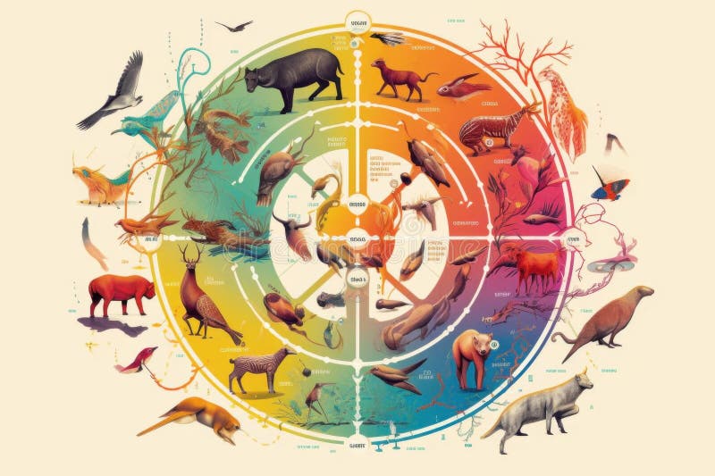 Evolutionary Tree, a Colorful Journey through Animal Phylogeny Stock ...