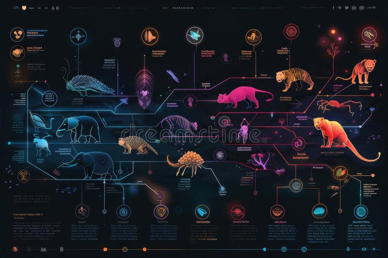 Evolutionary Tree of Extinct Animals Stock Illustration - Illustration ...