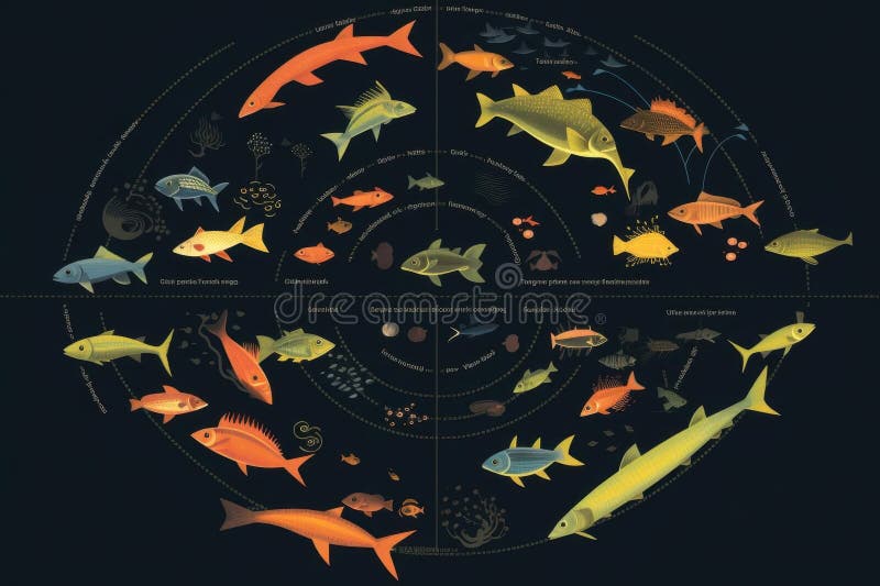 Evolutionary Tree of Fish, a Visual Guide To Aquatic Diversity Stock ...