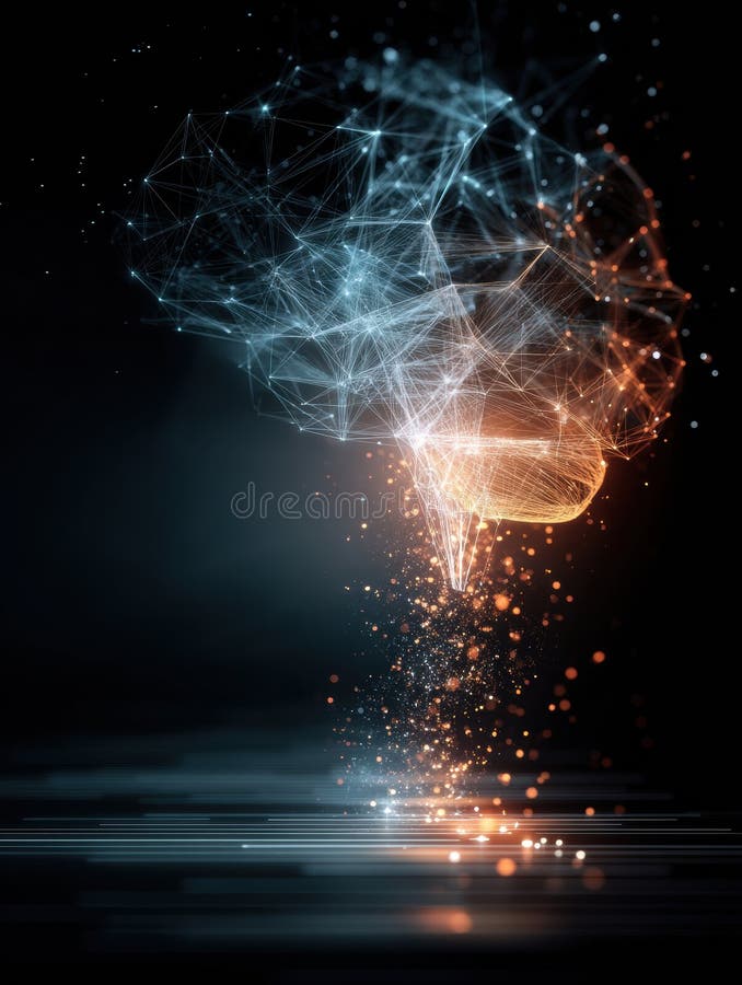 Evolving Abstract Glowing Brain Formed from Dynamic Raw Data Particles ...