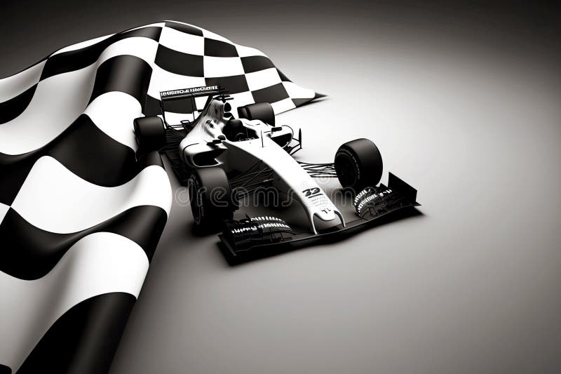 Evolving Black White Flag for Formula One Racing, Generative Ai Stock ...