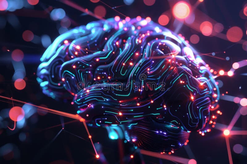 Evolving Cyberpunk Brain a Glowing Circuitry Representation of ...