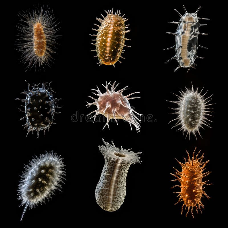 Evolving Sequence Of Bacteria Showcasing Diversity In Structure And
