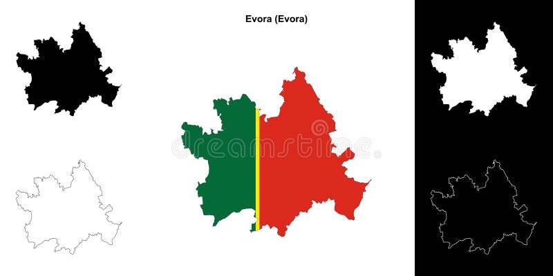 Evora outline map stock vector. Illustration of silhouette - 334993413