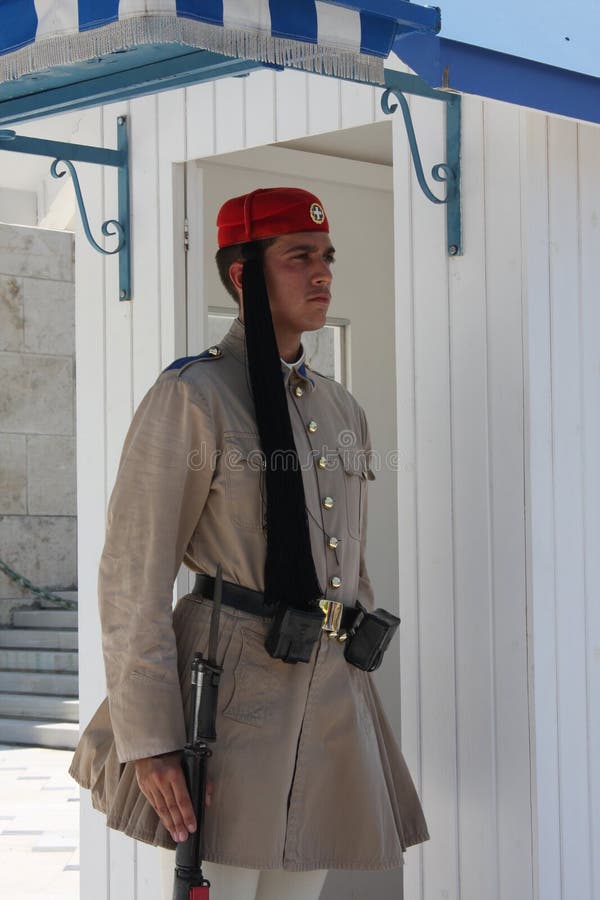 Evzones Standing Guard in Front of the Parliament in Athens. Editorial ...
