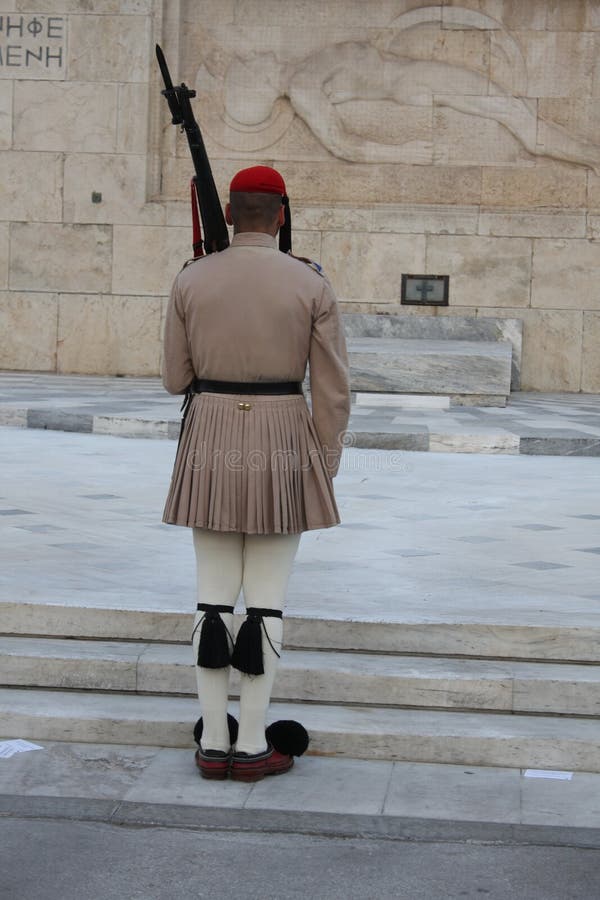 Evzones Standing Guard in Front of the Parliament in Athens. Editorial ...
