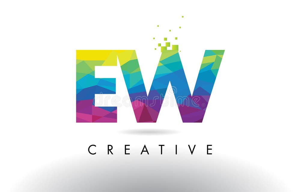 EW E W Colorful Letter Origami Triangles Design Vector. Stock Vector ...