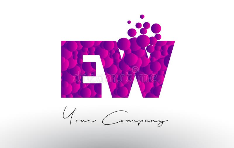 EW E W Dots Letter Logo with Purple Bubbles Texture. Stock Vector ...