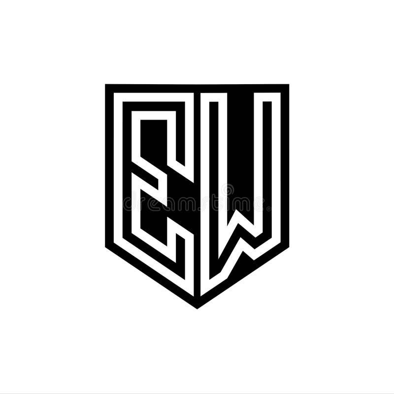EW Logo Monogram Shield Geometric White Line Inside Black Shield Color ...