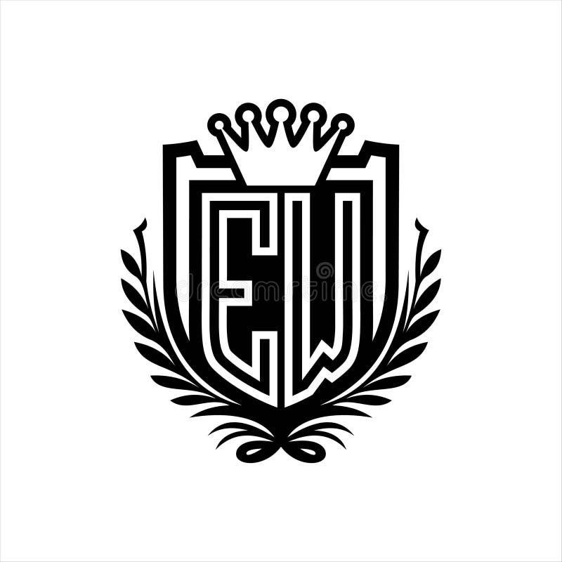 EW Logo Heraldic Shield Shape with Crown, Vintage Crest on White ...