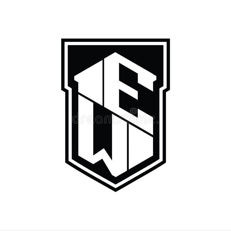 EW Logo Monogram Hexagon Geometric Up and Down Inside Shield Isolated ...
