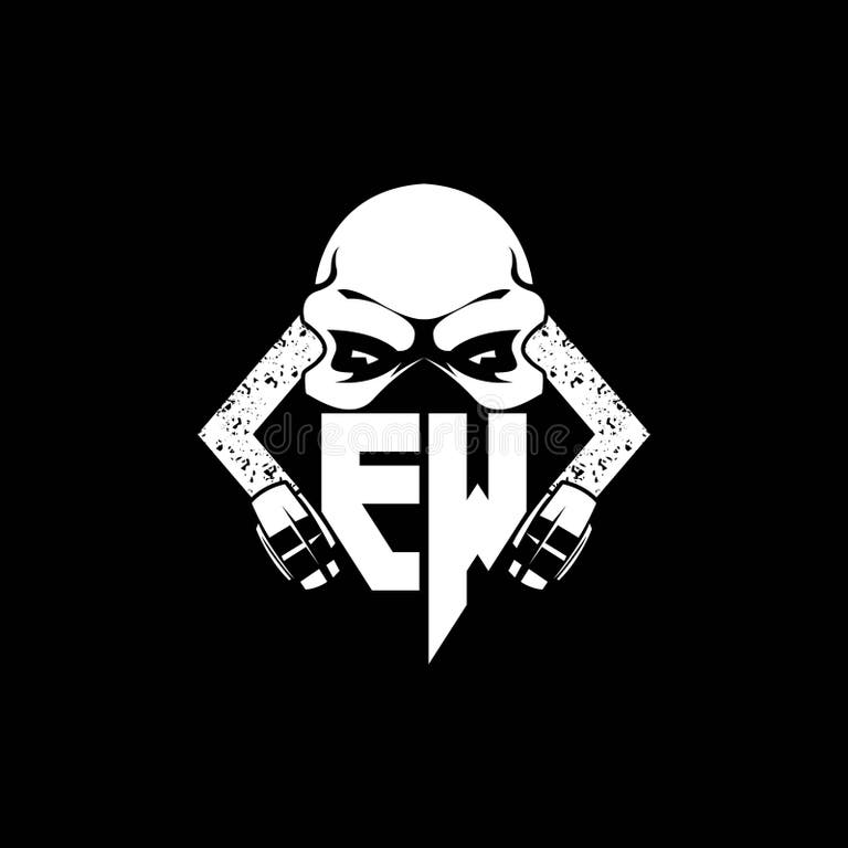 EW Initial Gaming ESport Skull Mask Style Stock Vector - Illustration ...
