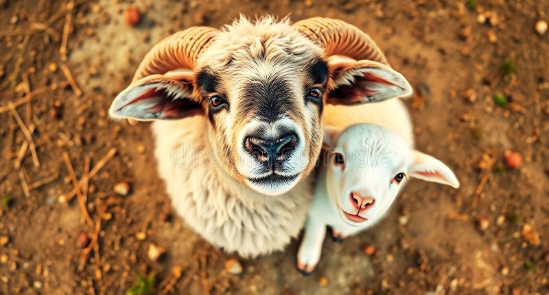 Ewe and lamb top view stock illustration. Illustration of lambs - 357981406