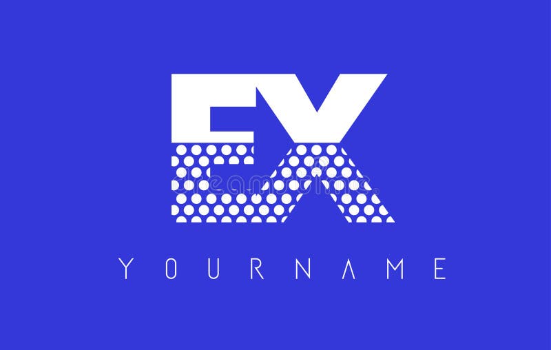 EX E X Dotted Letter Logo Design with Blue Background. Stock Vector ...