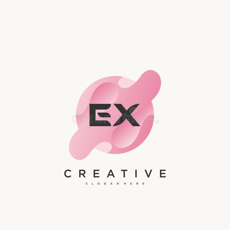 EX Initial Letter Logo Icon Design Template Elements with Wave Colorful ...