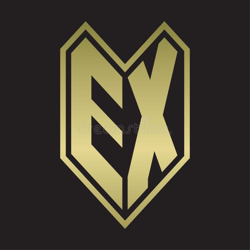 EX Logo Monogram with Emblem Line Style Isolated on Gold Colors Stock ...