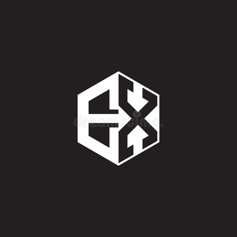 EX Logo Monogram Hexagon with Black Background Negative Space Style ...