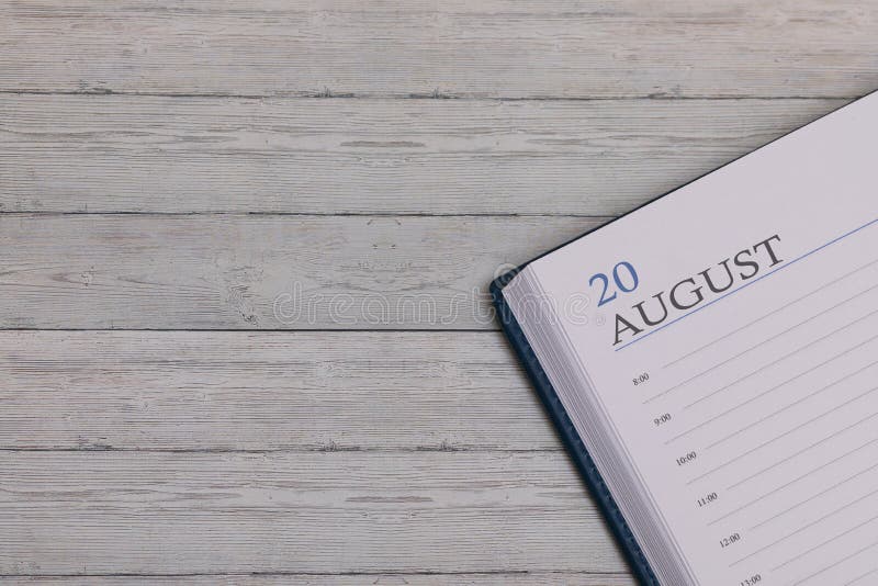 Exact Date in the New Diary. Important Event and Note Space for August ...