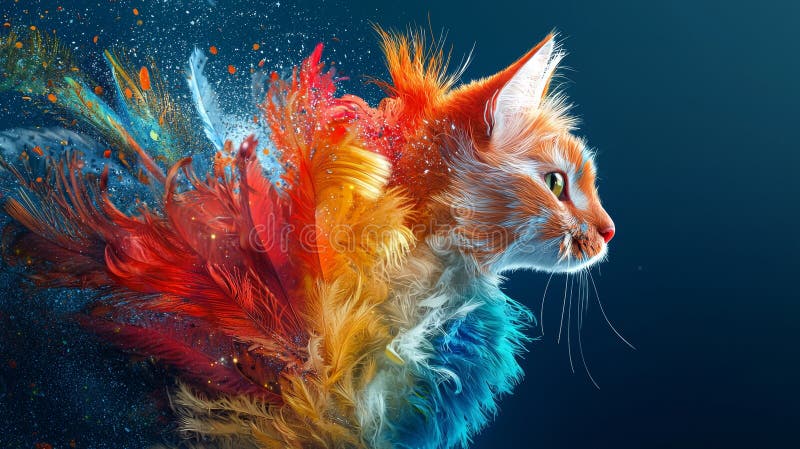 An Exaggerated 3D Representation of the Maine Coon Cat Featuring Bright ...