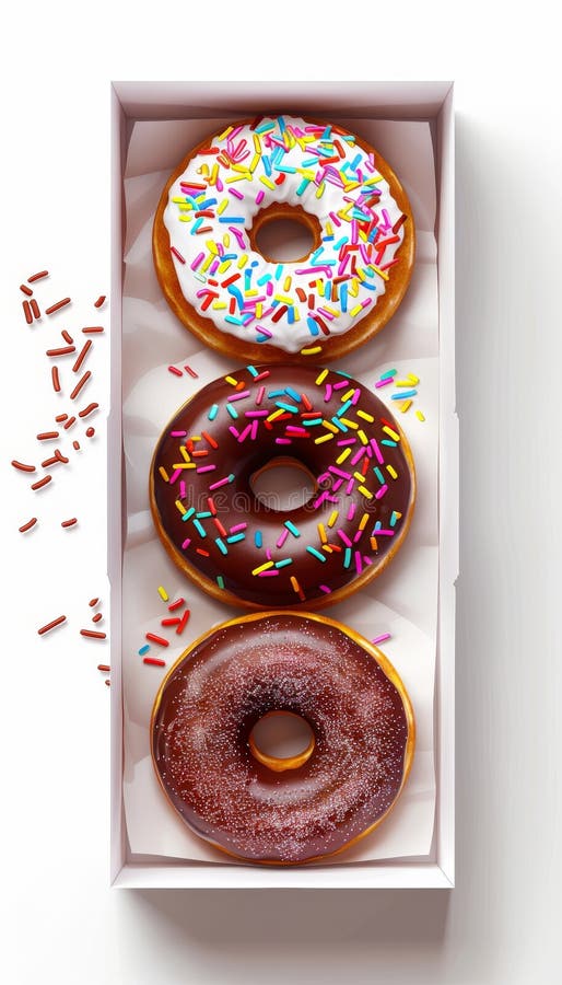 Exaggerated Hyper Realistic Box of Glossy Donuts, Strikingly Detailed ...