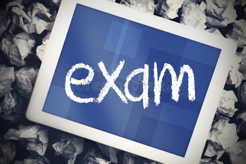 Exam Against Tablet Pc with Blue Screen Stock Image - Image of exam ...