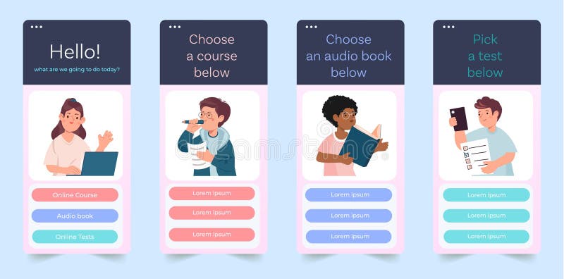 Exam App Design in Flat Style Stock Illustration - Illustration of exam ...