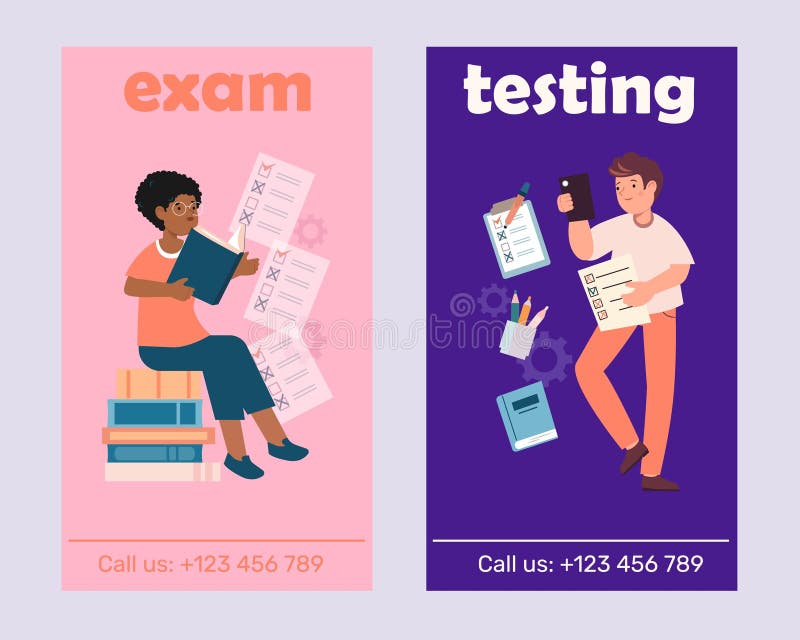 Exam Banners in Flat Design Stock Illustration - Illustration of ...