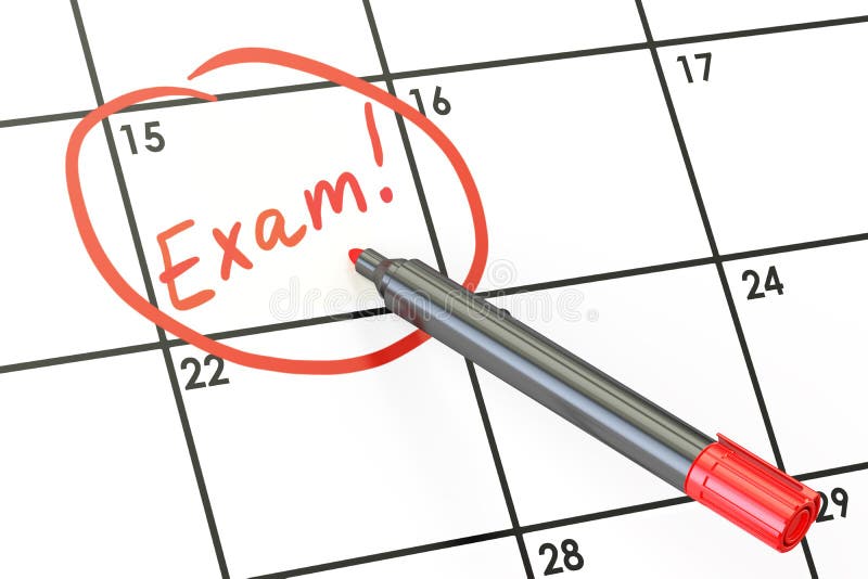 Exam Date on Calendar Concept, 3D Stock Illustration - Illustration of ...