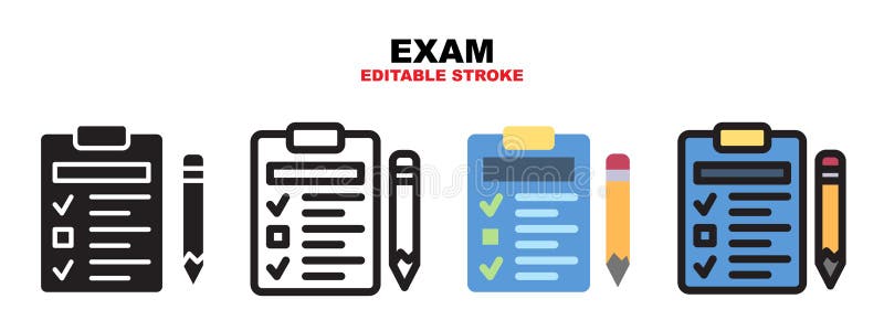 Exam Icon Set with Different Styles. Editable Stroke and Pixel Perfect ...