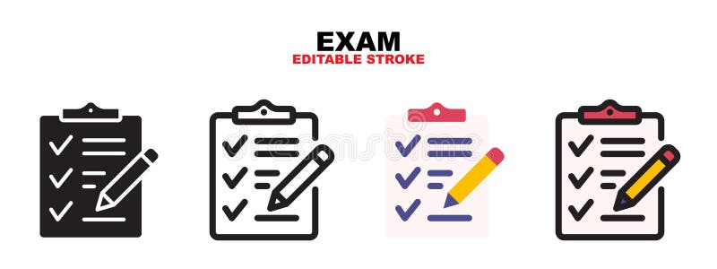 Exam Icon Set with Different Styles. Editable Stroke and Pixel Perfect ...