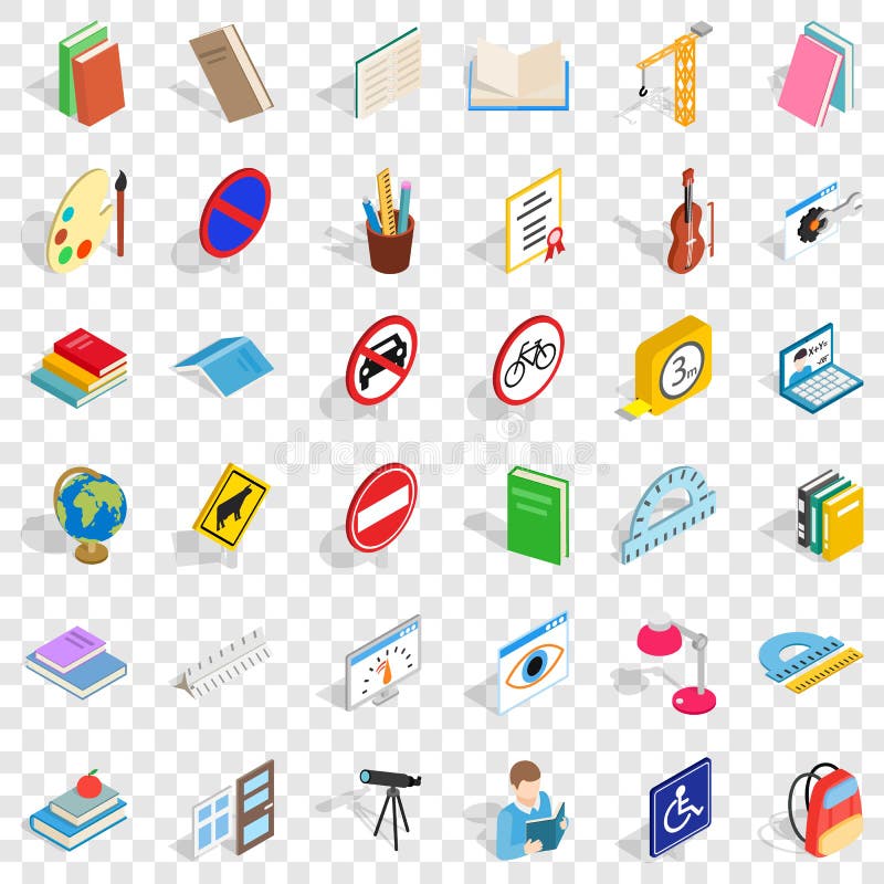 Exam Icons Set, Isometric Style Stock Vector - Illustration of ...