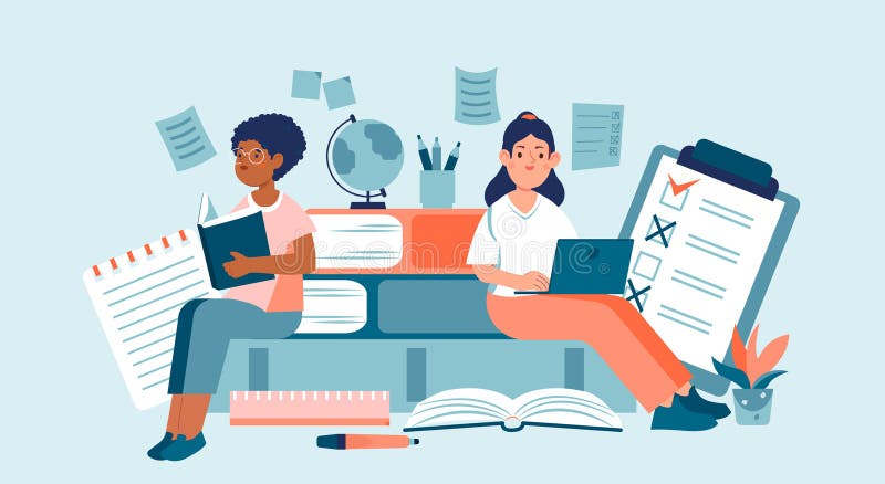 Exam Illustration in Flat Design Stock Illustration - Illustration of ...