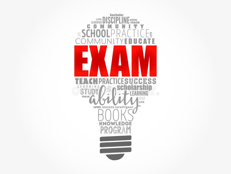 EXAM Light Bulb Word Cloud, Education Concept Background Stock ...