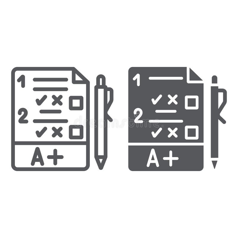 Exam Thin Line Icon, Questionnaire and Form, Task Sign, Vector Graphics ...