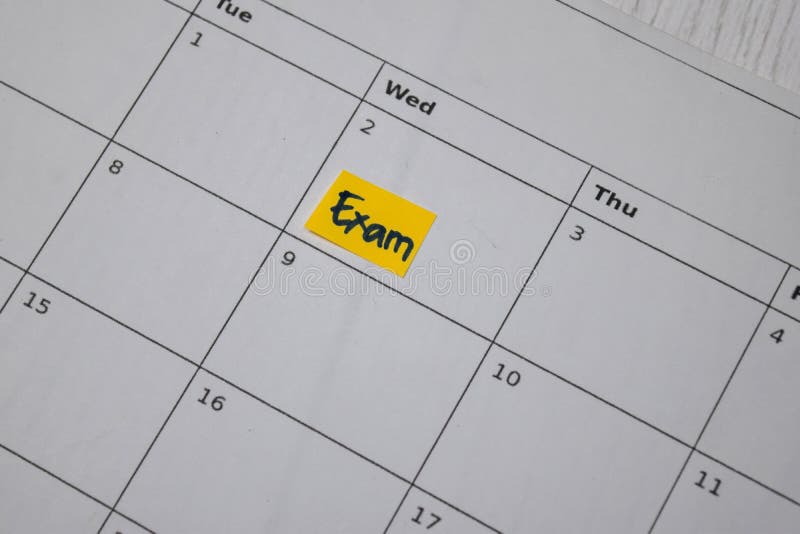 Exam on Monthly Calendar and Marked 2nd Isolated on Office Desk Stock ...