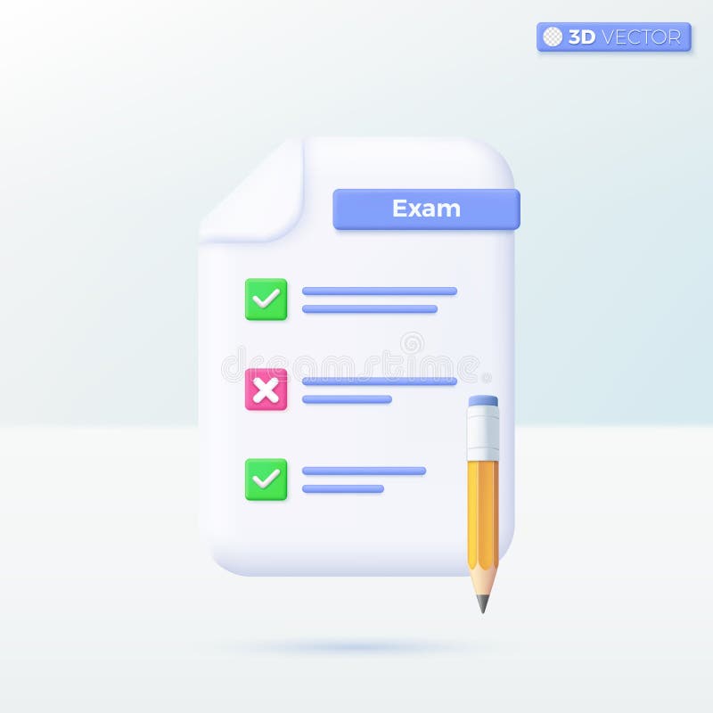 Exam Paper Checklist with Pencil Icon Symbols. Fast Work on Project ...