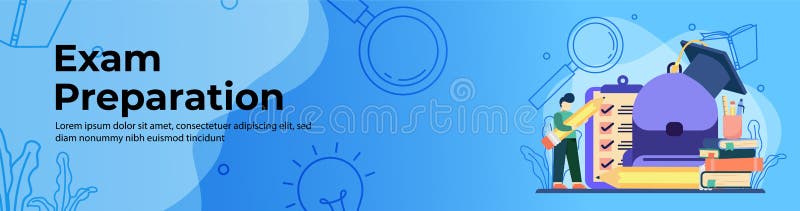 Exam Preparation Web Banner Design. Student To Do Exam. Education ...